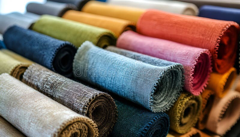 Different Types of Fabrics with Color Palette Stock Image - Image of ...