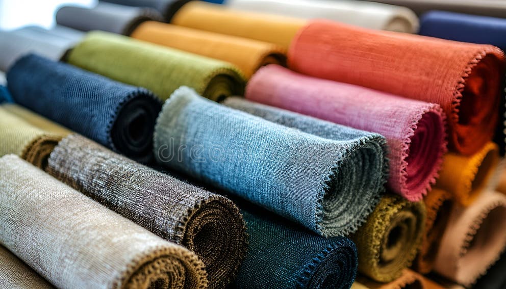 Different Types of Fabrics with Color Palette Stock Image - Image of ...