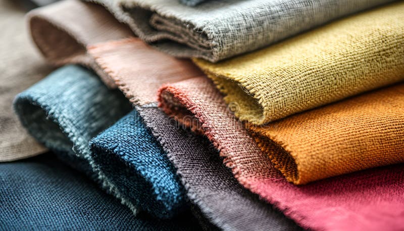 Different Types of Fabrics with Color Palette Stock Photo - Image of ...