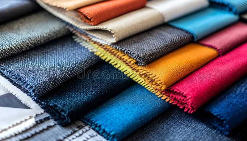 Different Types of Fabrics with Color Palette Stock Photo - Image of ...