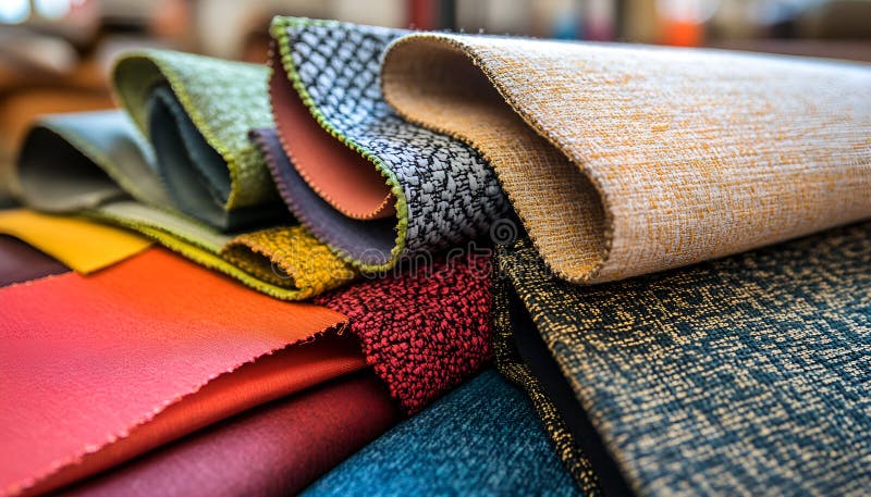 Different Types of Fabrics with Color Palette Stock Photo - Image of ...