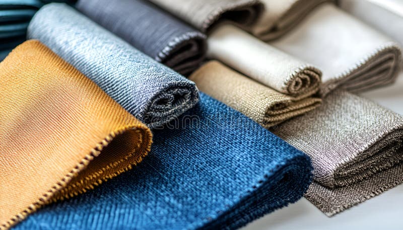 Different Types of Fabrics with Color Palette Stock Image - Image of ...