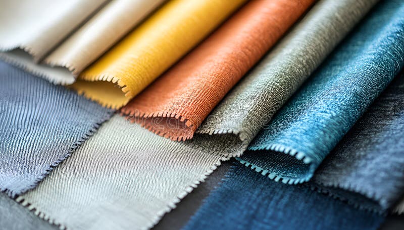 Different Types of Fabrics with Color Palette Stock Photo - Image of ...