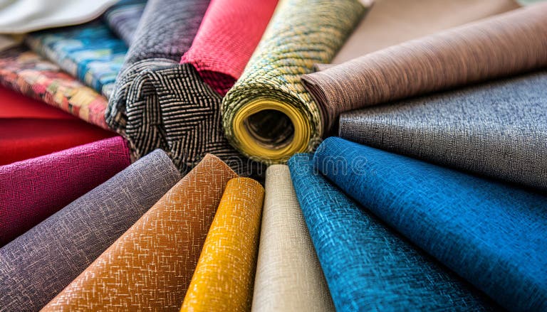 Different Types of Fabrics with Color Palette Stock Image - Image of ...