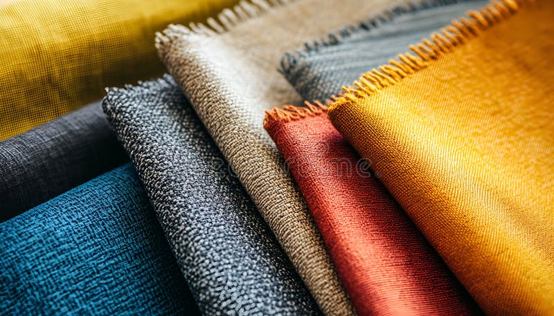 Different Types of Fabrics with Color Palette Stock Image - Image of ...