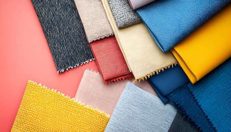 Different Types of Fabrics with Color Palette Stock Photo - Image of ...
