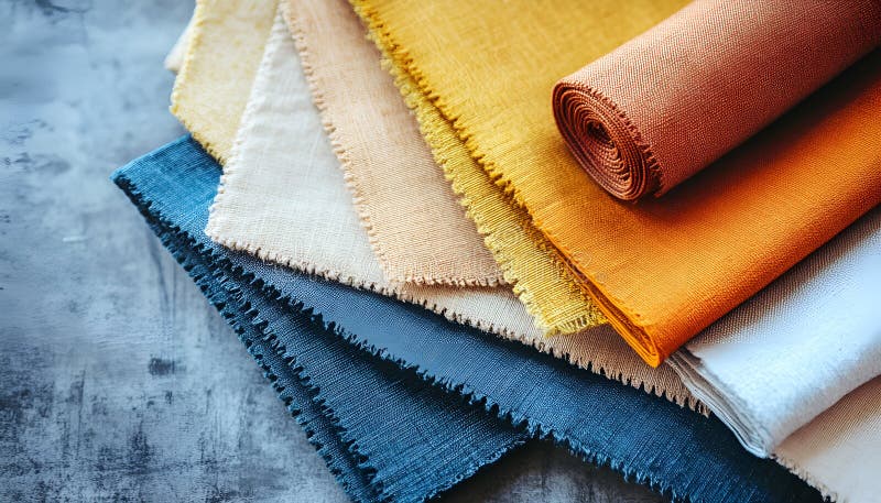 Different Types of Fabrics with Color Palette Stock Image - Image of ...