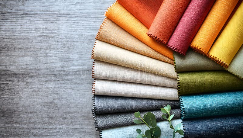 Different Types of Fabrics with Color Palette Stock Photo - Image of ...