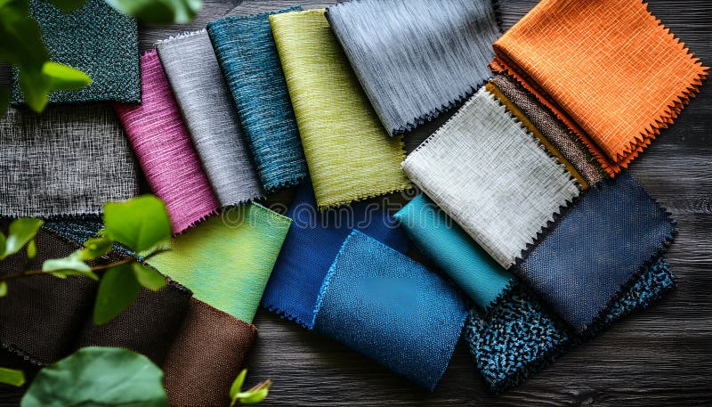 Different Types of Fabrics with Color Palette Stock Photo - Image of ...
