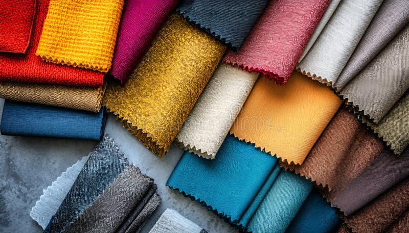 Different Types of Fabrics with Color Palette Stock Photo - Image of ...
