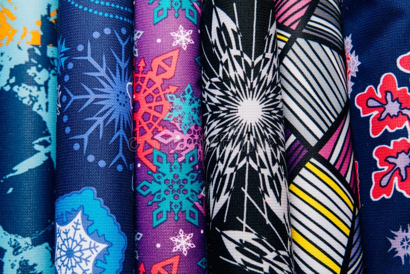 Different Types of Fabrics are Stacked in a Row Stock Image - Image of ...