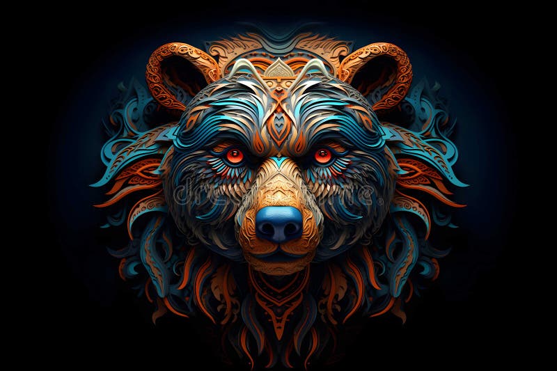Different Types of Face of Bear Dmt Art Style Image 3d, Generated AI ...