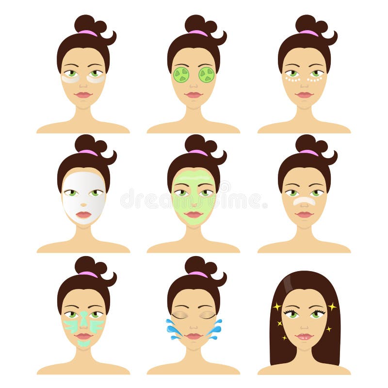 Different Types of Facial Cosmetic Masks. Vector Isolated Illustrations ...