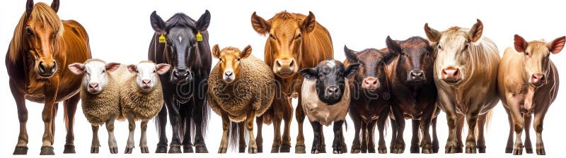 Different Types of Farm Animals in a White Setting Stock Image - Image ...