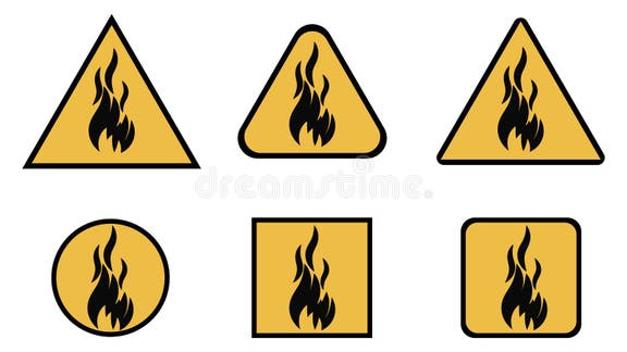 6 Different Types of Fire Warning Signs Stock Illustration ...