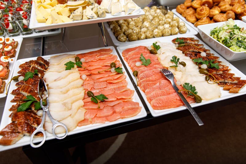 Different Types of Fish on the Banquet Table Stock Image - Image of ...