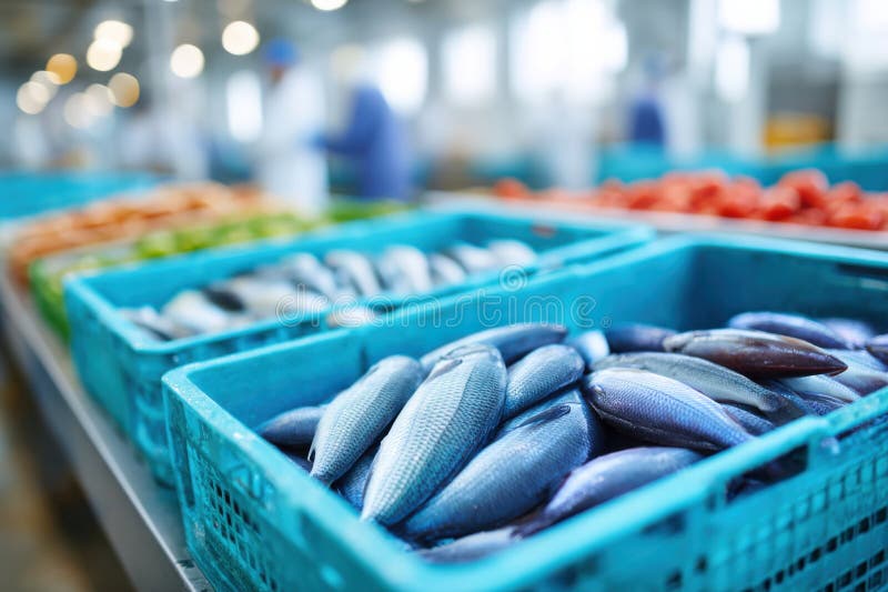 Close-up of Diverse Fish Varieties in Vibrant Production Setting with ...