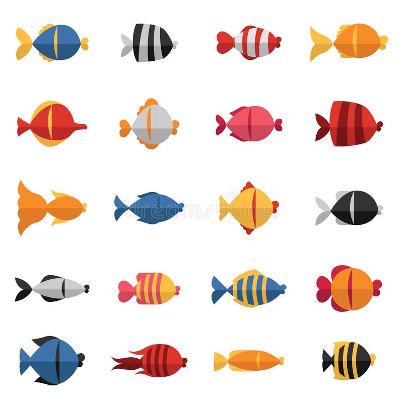 Different Types of Fish, Icon Stock Vector - Illustration of ocean ...