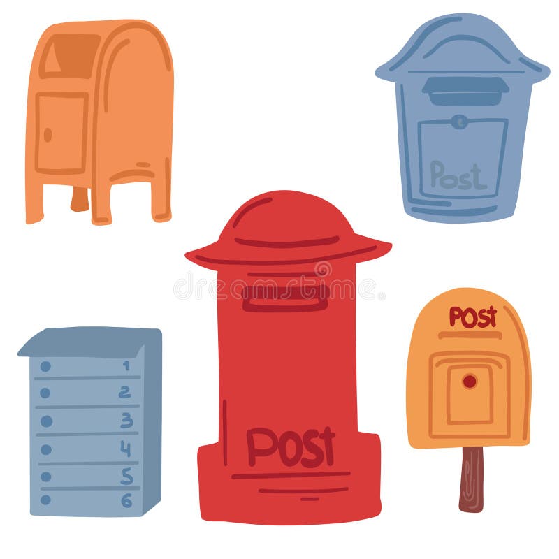 Different Types Flat Design Mailboxes Stock Vector - Illustration of ...