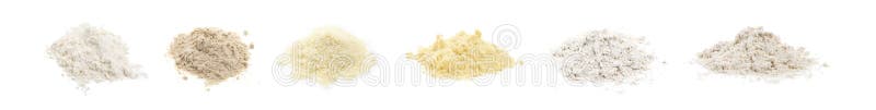 Different Types of Flour on White Background, Collage Design Stock ... Different Types of Flour on White Background, Collage Design Stock ...