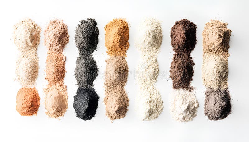 Different Types of Flour on White Background, Flat Lay Stock Image ...