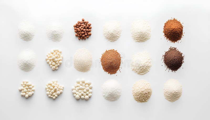 Different Types of Flour on White Background, Flat Lay Stock Image ...
