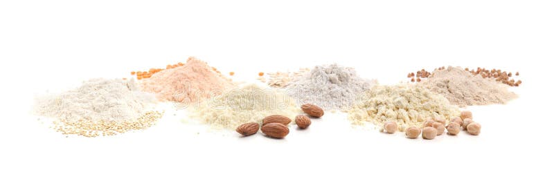 Different Types of Flours on White Background Stock Photo - Image of ...