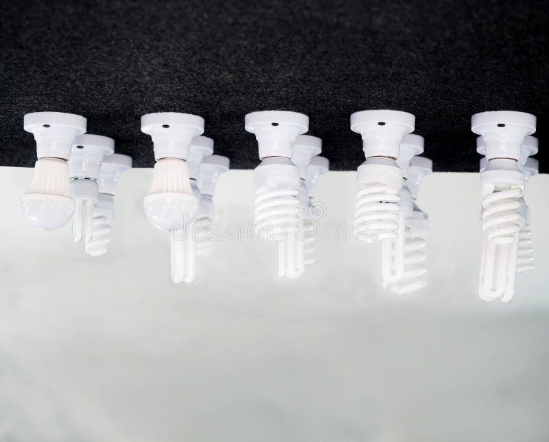 Different Types of Fluorescent and LED Light Bulbs Stock Image - Image ...