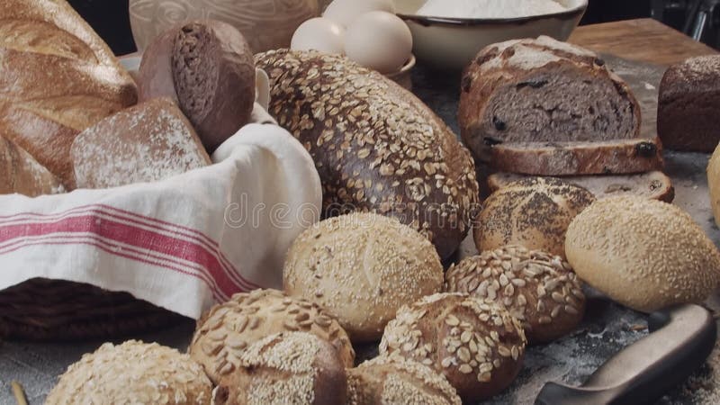 Different Types of Fresh Baked Dutch Bread is on the Wooden Table Stock ...