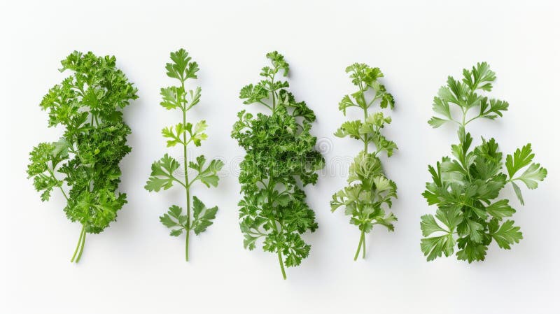 Different Types of Fresh Parsley on White Background, Generative AI ...