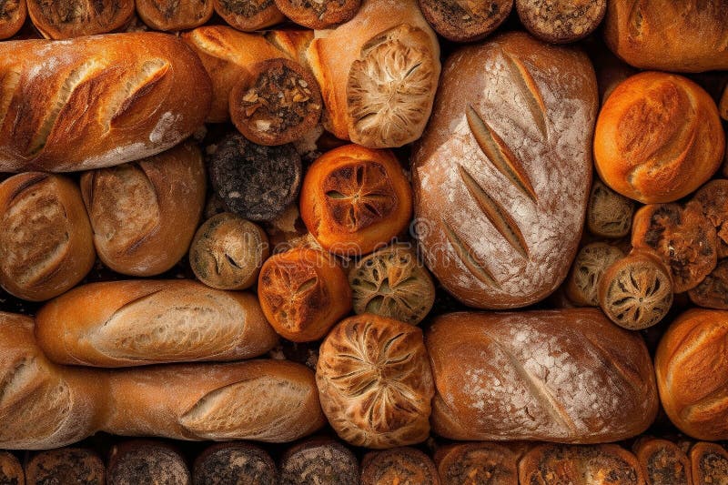 Different Types of Freshly Baked Bread. Conceptual Illustration ...