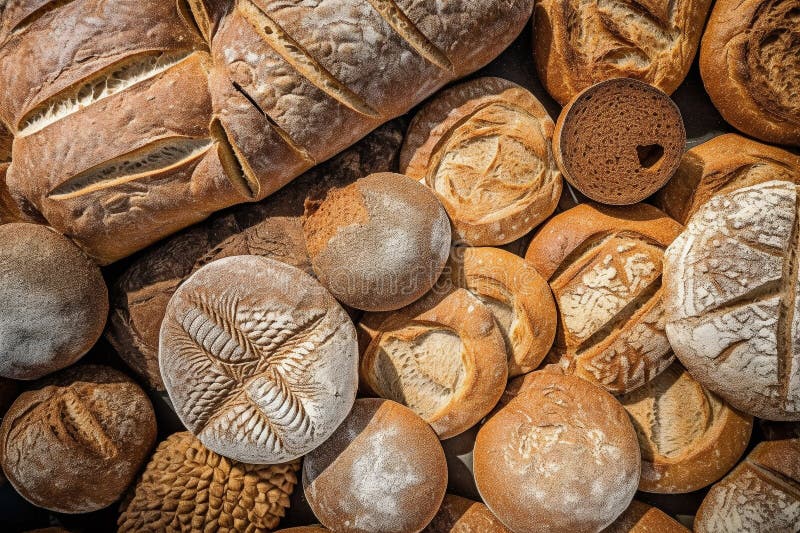 Different Types of Freshly Baked Bread. Conceptual Illustration ...
