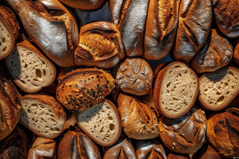 Different Types of Freshly Baked Bread. Conceptual Illustration ...