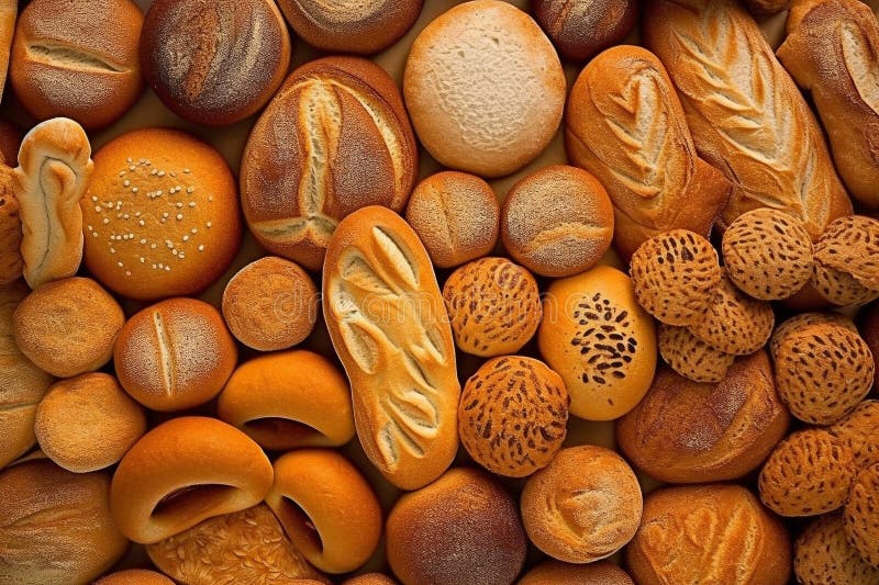 Different Types of Freshly Baked Bread. Conceptual Illustration ...