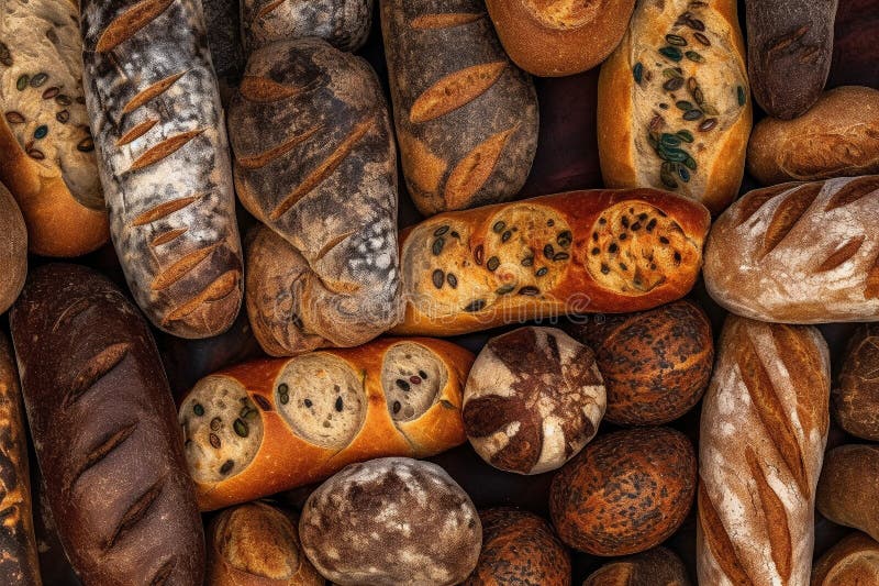 Different Types of Freshly Baked Bread. Conceptual Illustration ...