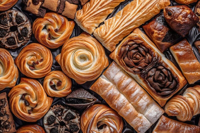 Different Types of Freshly Baked Pastries. Conceptual Illustration ...