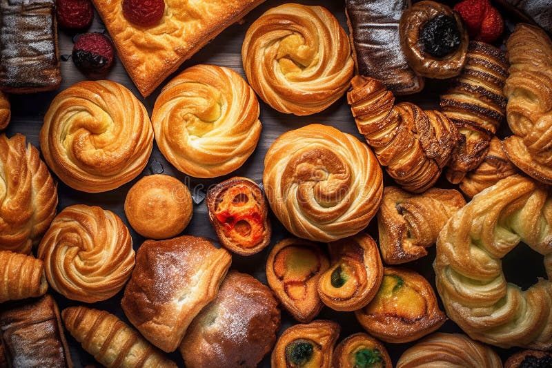 Different Types of Freshly Baked Pastries. Conceptual Illustration ...