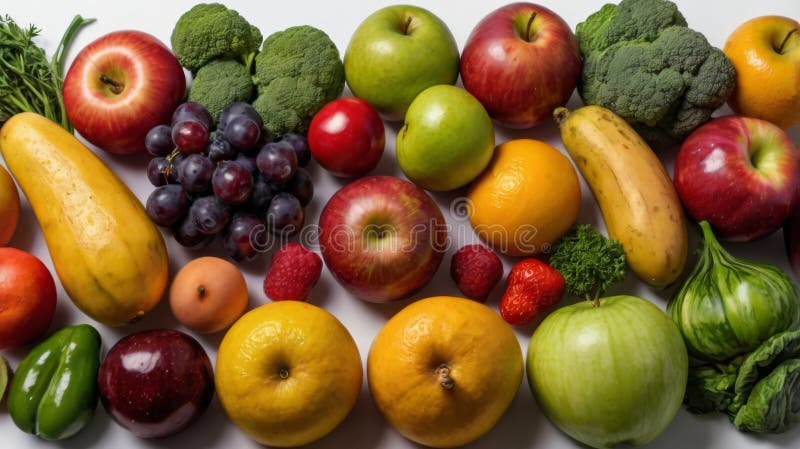 Different Types of Fruits and Vegetables Individually Isolated on a ...