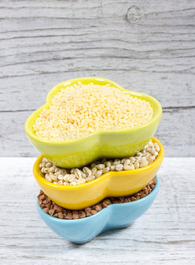 Different Types of Groats - the Concept of a Vegetarian Diet. Stock ...