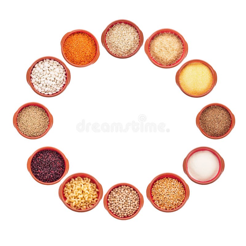 Different Types of Groats Isolated on White Stock Image - Image of menu ...