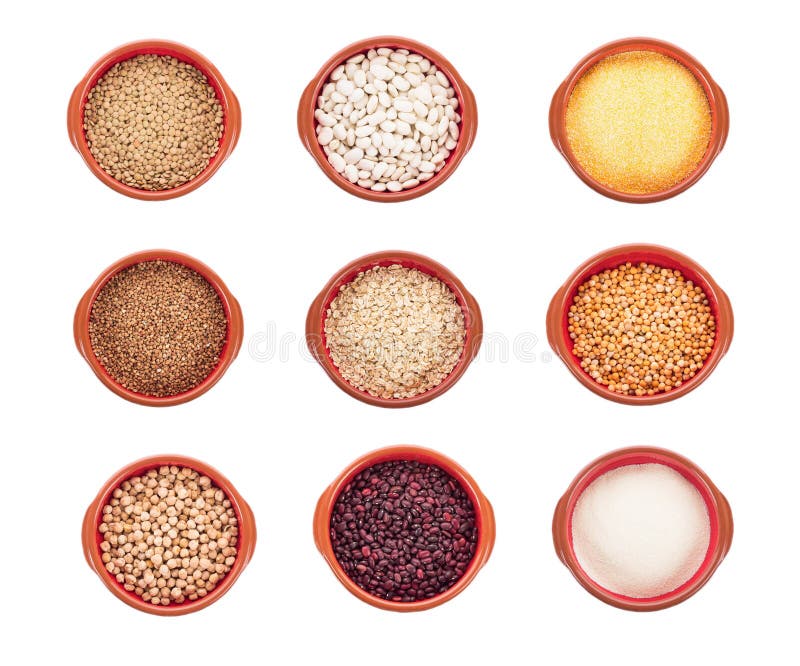 Different Types of Groats Isolated on White Stock Photo - Image of ...
