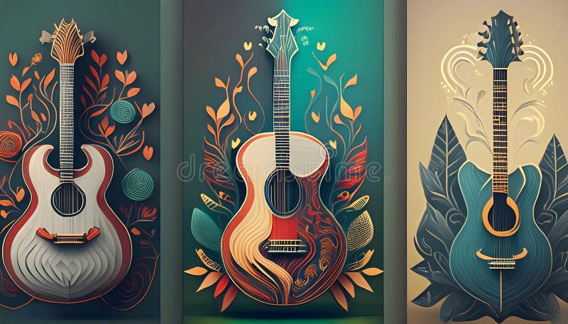 Different types of guitars stock image. Image of wall - 319830741
