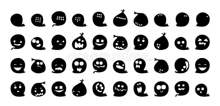 Different Types of Halloween Ghosts Reactions Vector Illustration ...