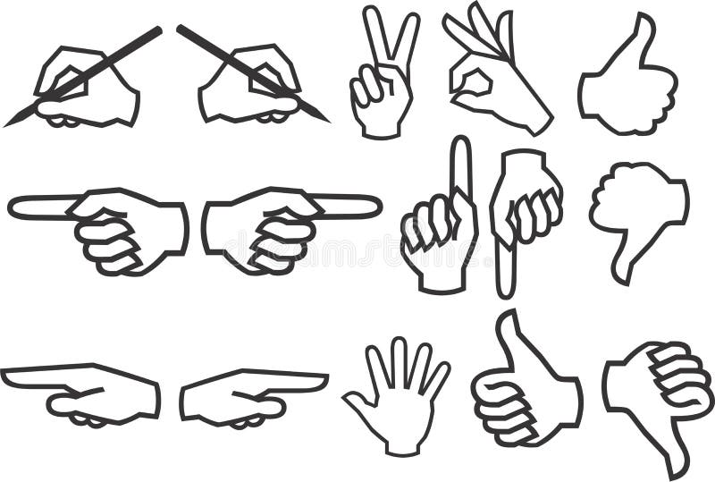 Different Types of Hand and Finger Icons Stock Illustration ...