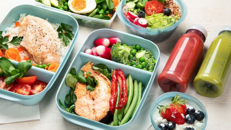 Different Types Healthy Meals in Containers, Takeout Food Menu, Top ...