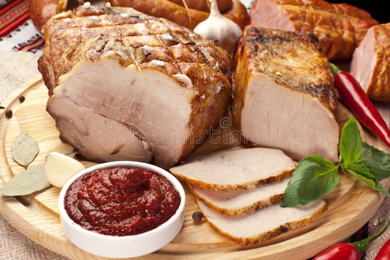 Different Types of Home-made Pork. Stock Image - Image of gammon ...