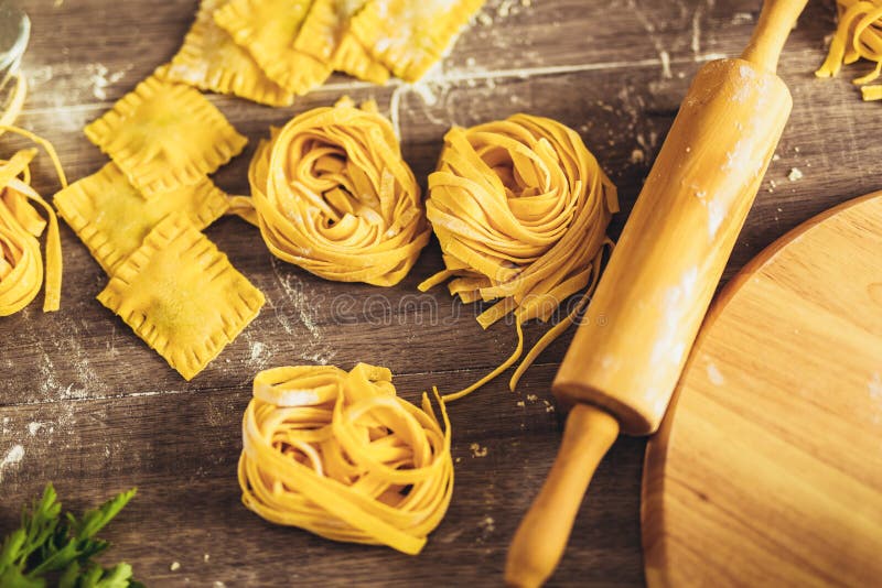 Fresh Pasta Homemade Preparation Stock Photo - Image of white, wheat ...