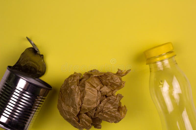 Metal Container With Garbage Household Waste, Top View. Stock Photo ...