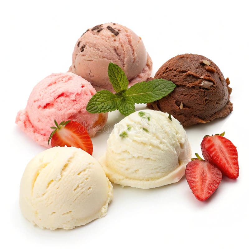 Different Types of Ice Cream Isolated on White Background Stock ...