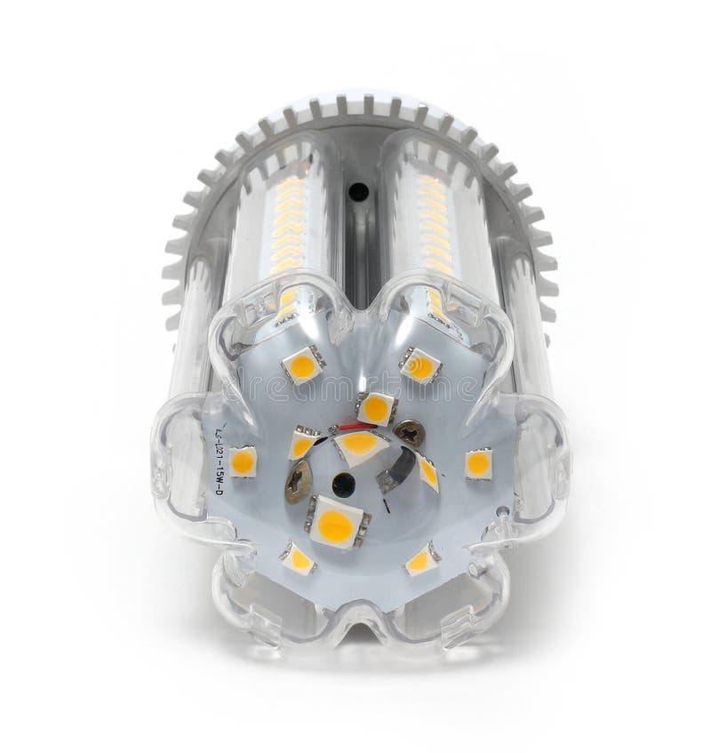 LED Lamps, Strip and Spotlight on White Background Stock Photo - Image ...